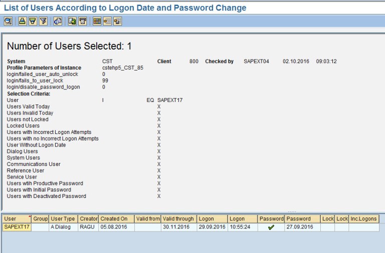 What is the T Code to see the last SAP Logon details of a User ...