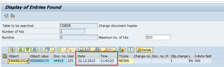 How to get the Purchase Order creation date and time details with ...