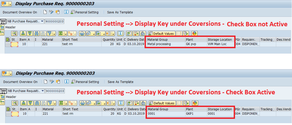 How to display Material Group, Plant and Storage Location fields as ...