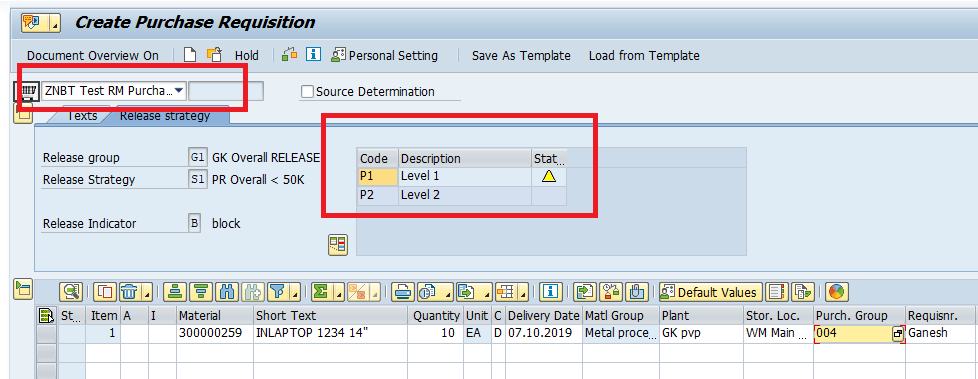 Is it possible to have PR release strategy at Item Level for one ...